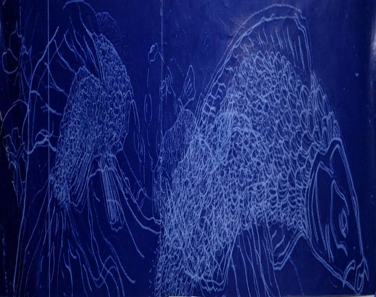 Blue Fish Drawing by Jeffrey Casto | Saatchi Art