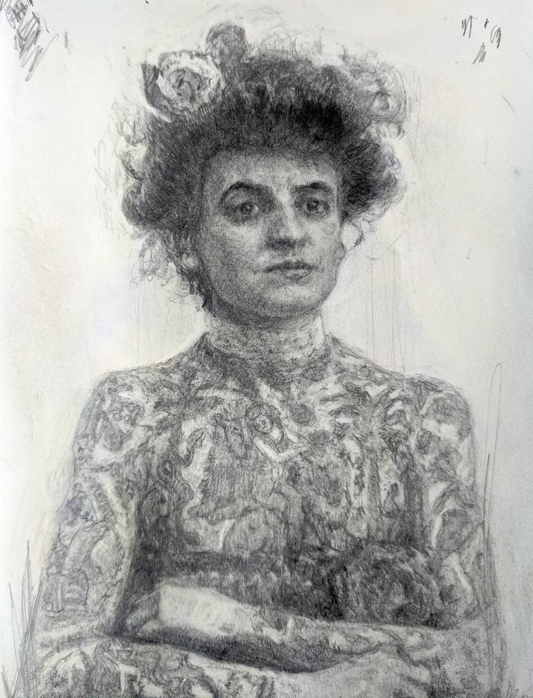 Maud Stevens Wagner Sketch Drawing by Jeffrey Casto | Saatchi Art
