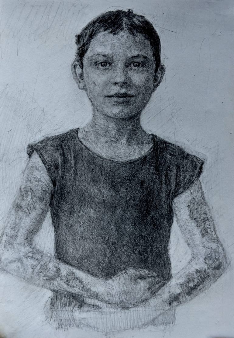 Boy Arm Tattoos Drawing by Jeffrey Casto | Saatchi Art