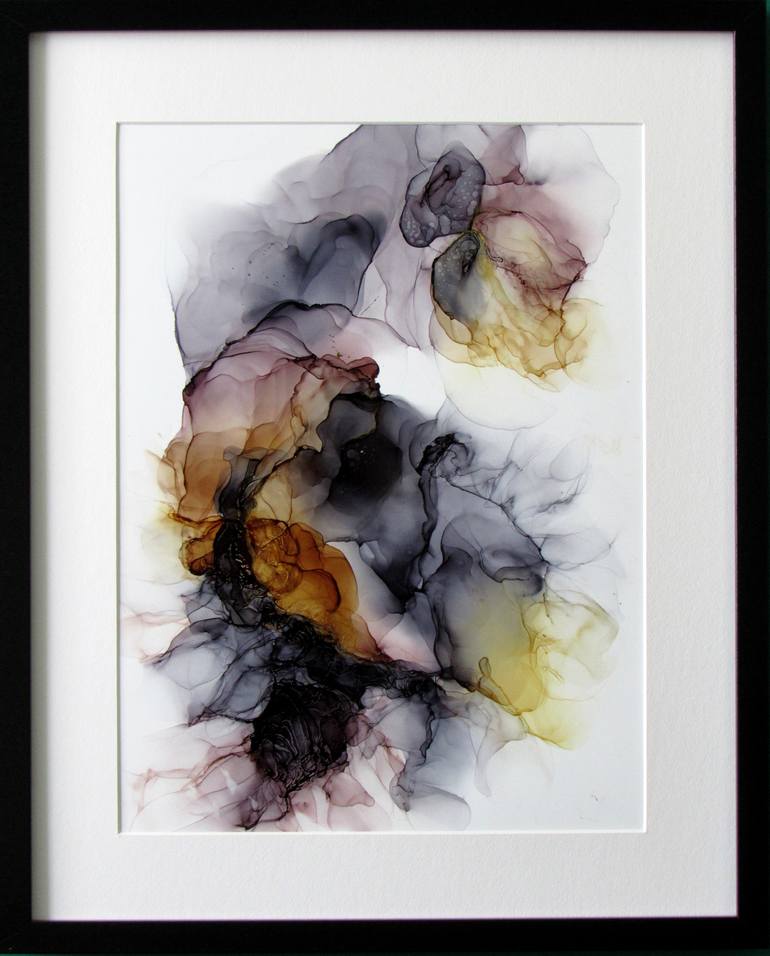 Ink Painting Abstract Painting Alcohol Ink Home Decor Blush and gold ...