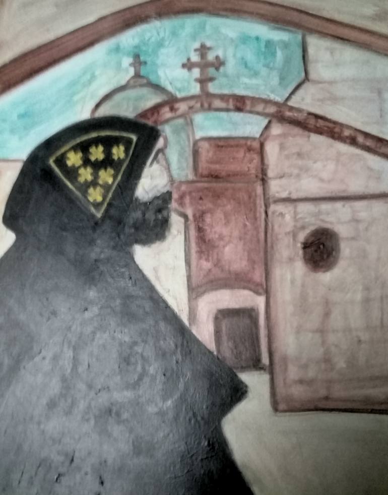 Study of Coptic Monk Painting by Doc Hamdy | Saatchi Art