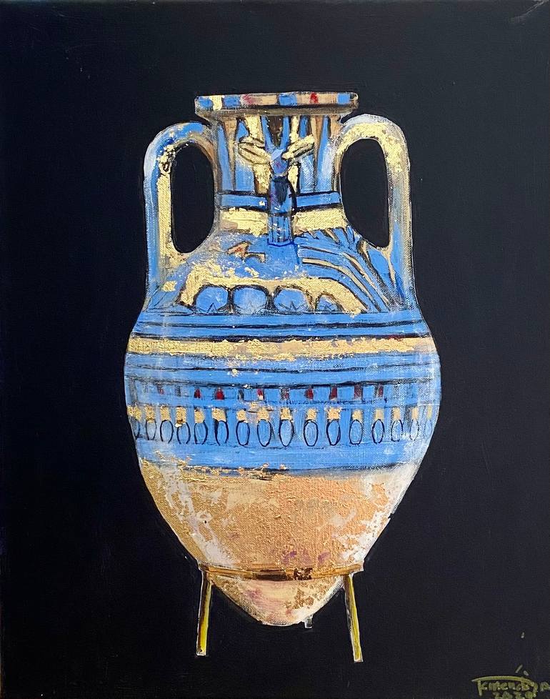 Ancient Egyptian Ibex Amphora ca.1390-1353 BC with Goldleaf Gild ...