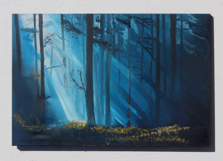 Forest Sunbeam Painting by Chuck Abrams | Saatchi Art