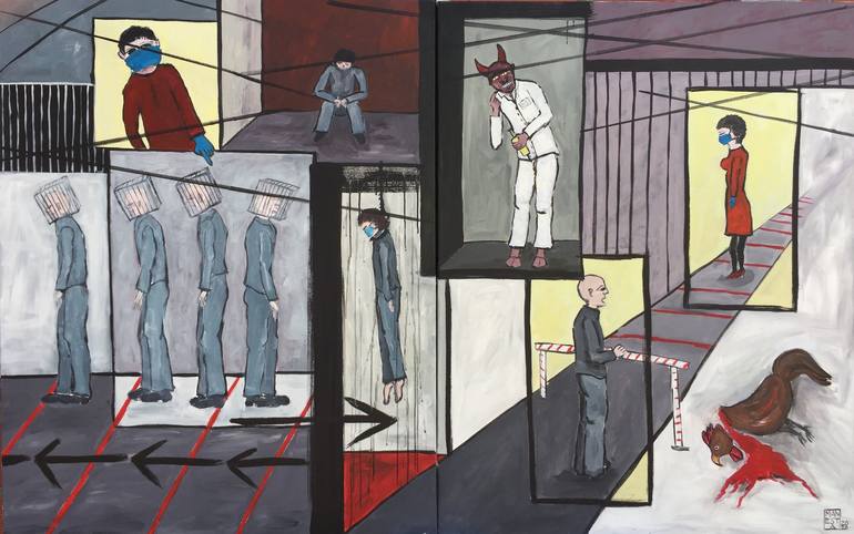 Le coq est mort.... cinqj'ai dans son corps Painting by Manesta Art ...