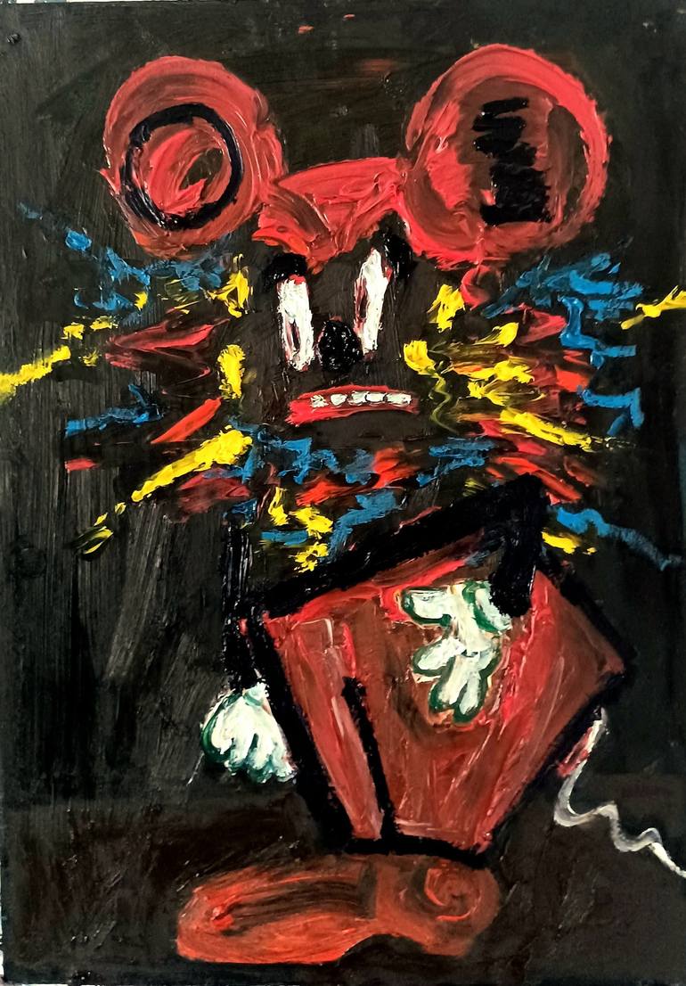 Exploding Mickey Painting by Fabienne Jenny Jacquet | Saatchi Art