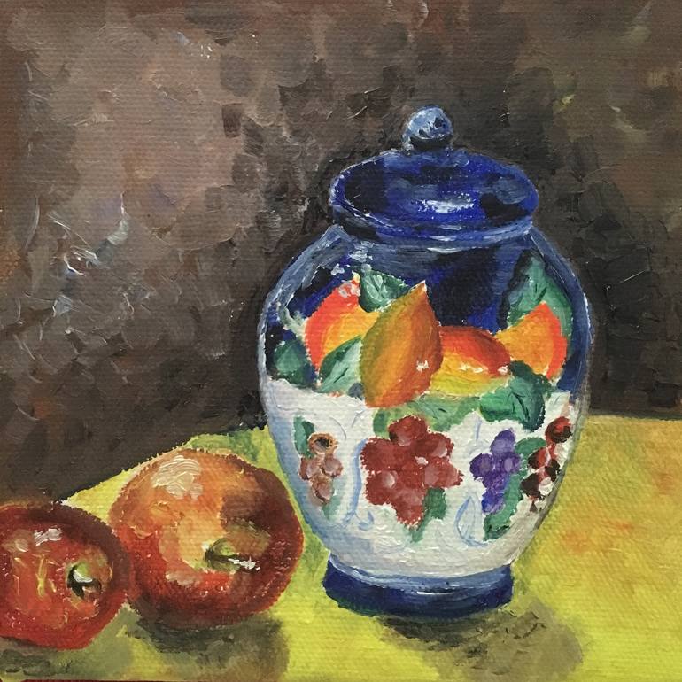 still life #3 biscotti jar Painting by Cindy Zhan | Saatchi Art
