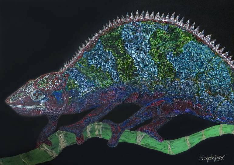 Chameleon Painting by Alexander Sophiex | Saatchi Art