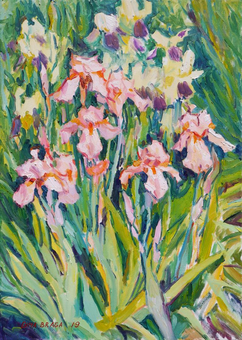 IRISES BLOOMING Painting by Dima Braga | Saatchi Art