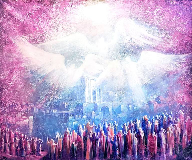 Angels in the Temple I Painting by Yossi Rosenstein | Saatchi Art