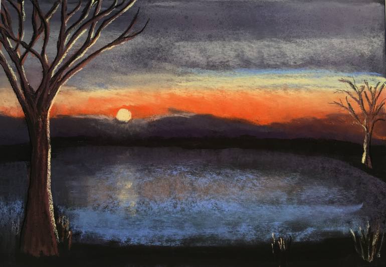 Beyond The Lake Painting by Karen Harding | Saatchi Art