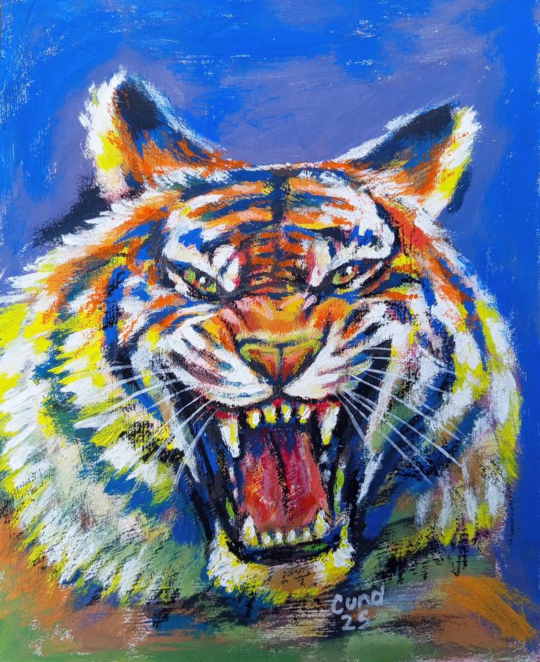 Tiger head Painting by T Cundrawan | Saatchi Art