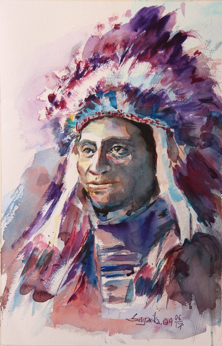 The Red Indian Painting by SAGARIKA SEN | Saatchi Art