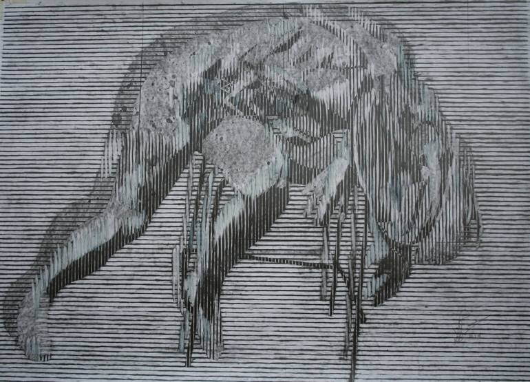 Slumped Figure (Embossed) Drawing by Josh Bowe | Saatchi Art