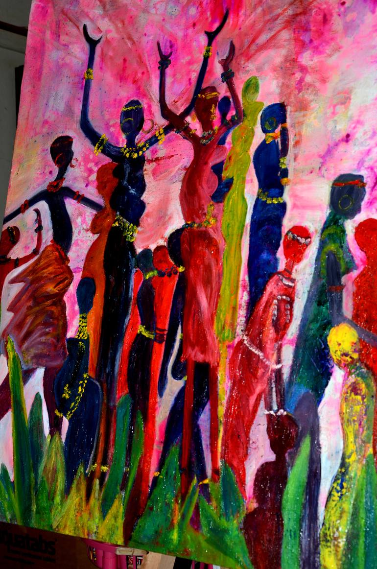 African traditional dancing. Painting by AKELLO GRACE | Saatchi Art