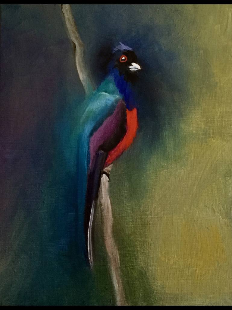 Quetzal at night Painting by Sue Seif | Saatchi Art
