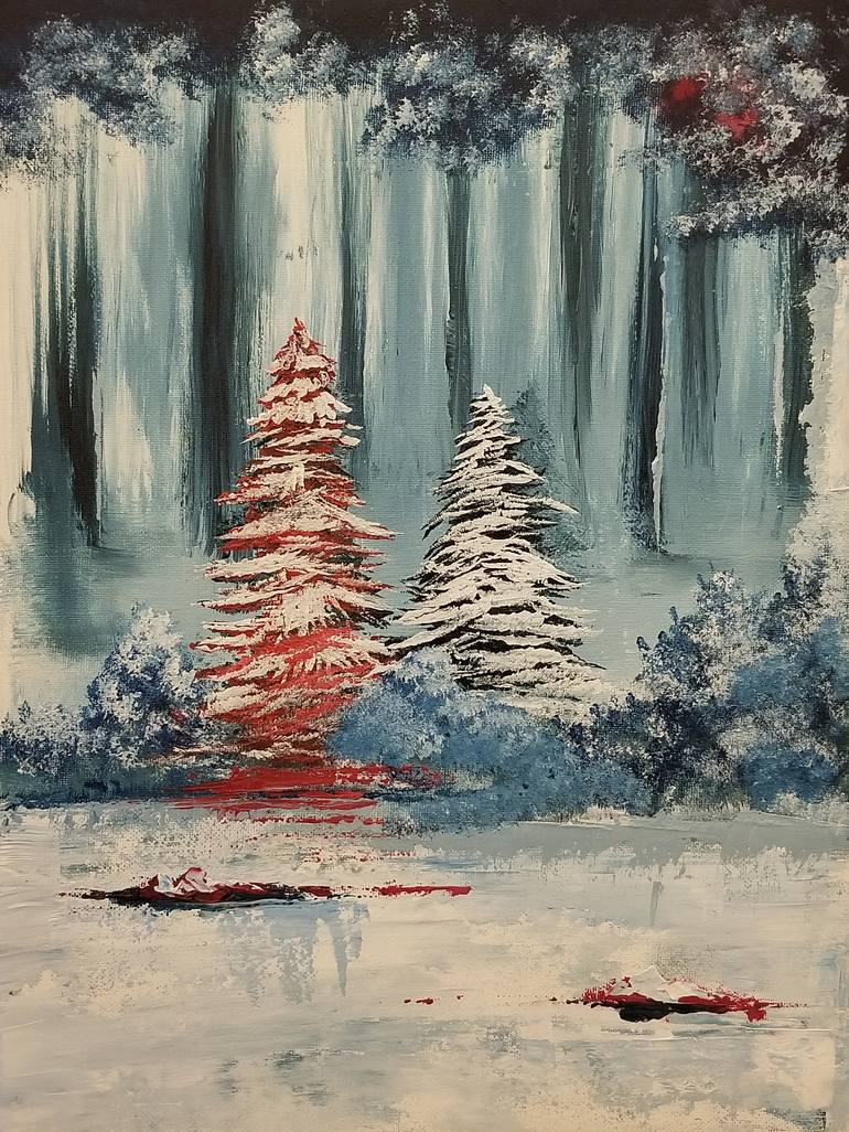 Red Tree Painting by Neil Fontaine | Saatchi Art