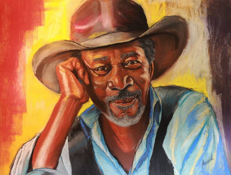 Morgan Freeman Painting by George Wilson | Saatchi Art