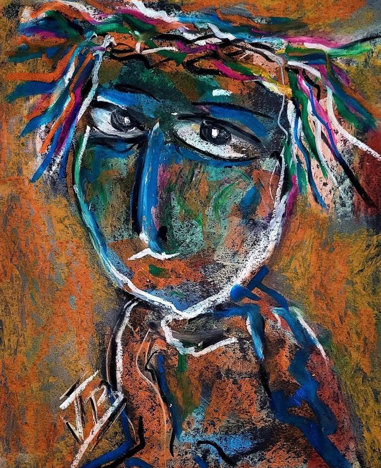 Scruff oil pastel painting Painting by Juan Balebona | Saatchi Art