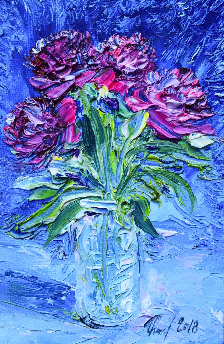 A bouquet of flowers. Asters. Painting by Rif Khasanov | Saatchi Art