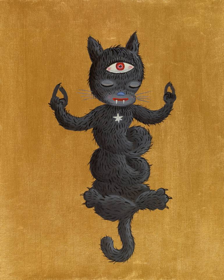 The Power of Purr Painting by Gary Baseman | Saatchi Art