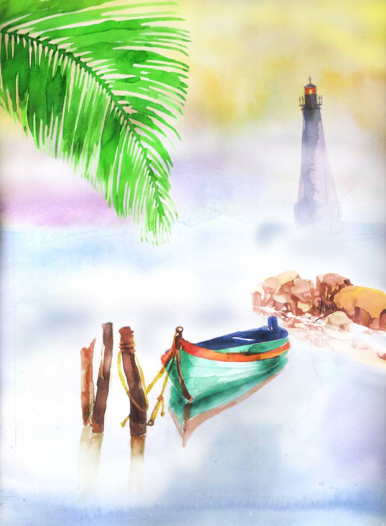 Lighthouse Painting by Amita Chavan | Saatchi Art