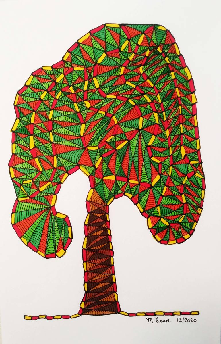 Triangular Tree Drawing by Marilyn Lowe | Saatchi Art