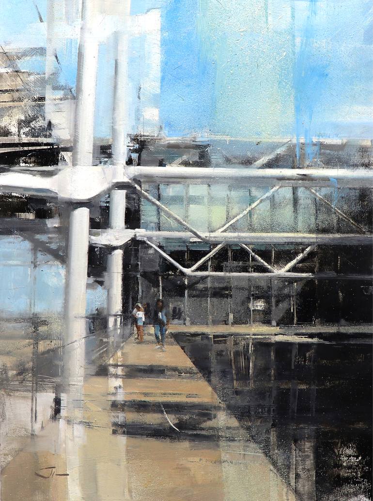 Centre Pompidou Painting by Shima Rabiee | Saatchi Art