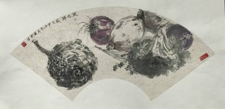Fresh vegetables, Traditional Chinese ink and water painting Painting ...