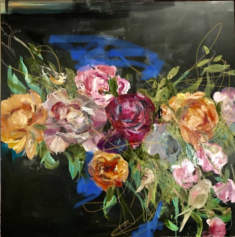 Botanical Blue Painting by Madeleine Lamont | Saatchi Art