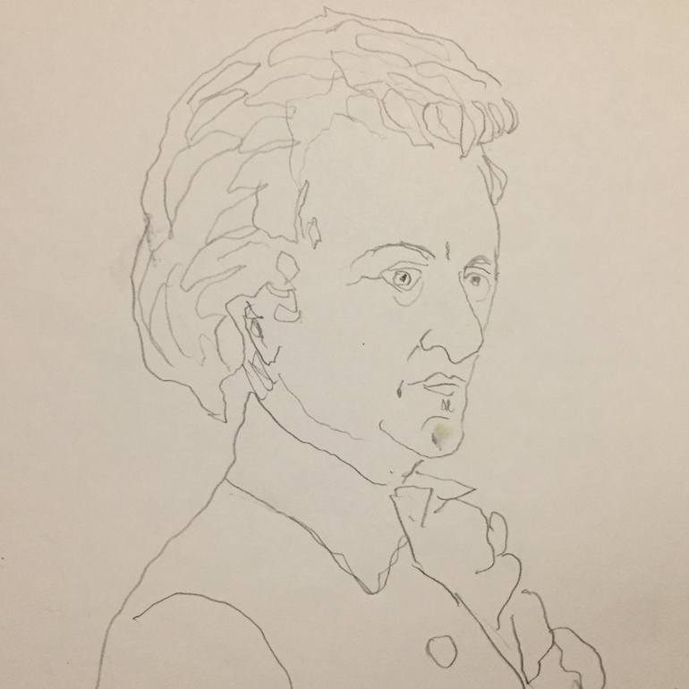 Mozart Drawing by Triantafillos Gioldasis | Saatchi Art