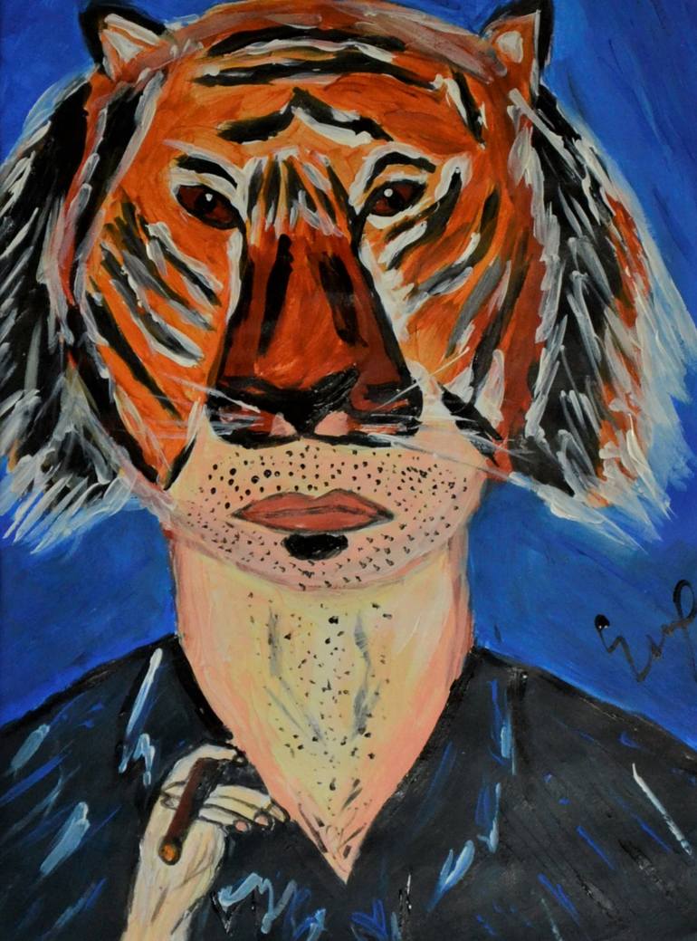 The Tiger Man Painting by Elena Emma | Saatchi Art