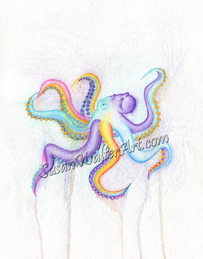 Ocean Guardian: Octopus Painting by Susan Walter | Saatchi Art