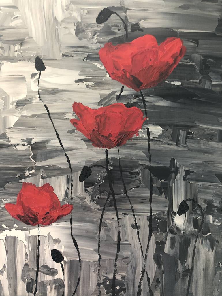 Flowers in red Painting by Diana S | Saatchi Art