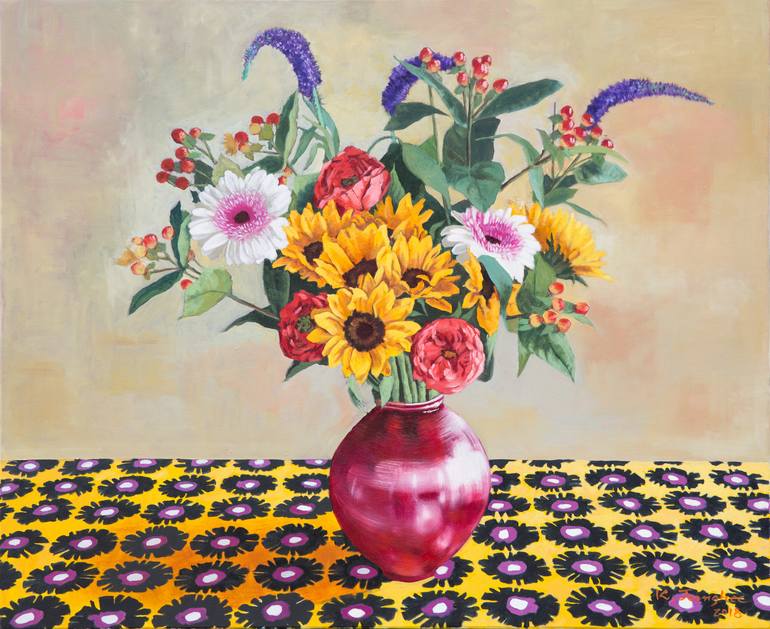 Flowers in Vase 3 by Jeong Hee Kim Painting by Hagley Art | Saatchi Art