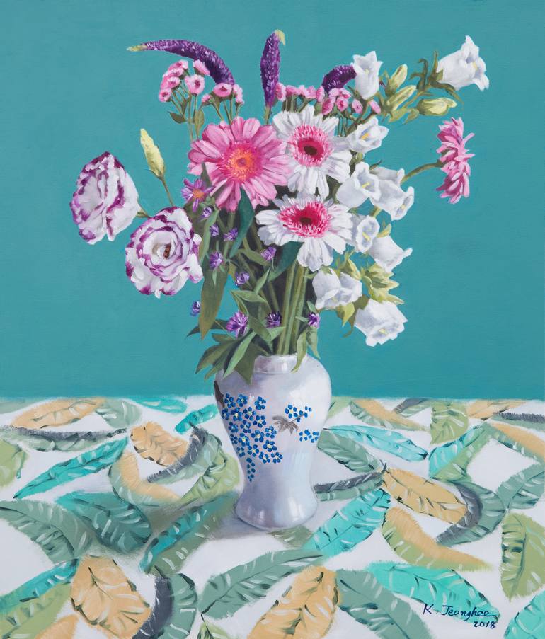 Flowers in Vase 7 by Jeong Hee Kim Painting by Hagley Art | Saatchi Art
