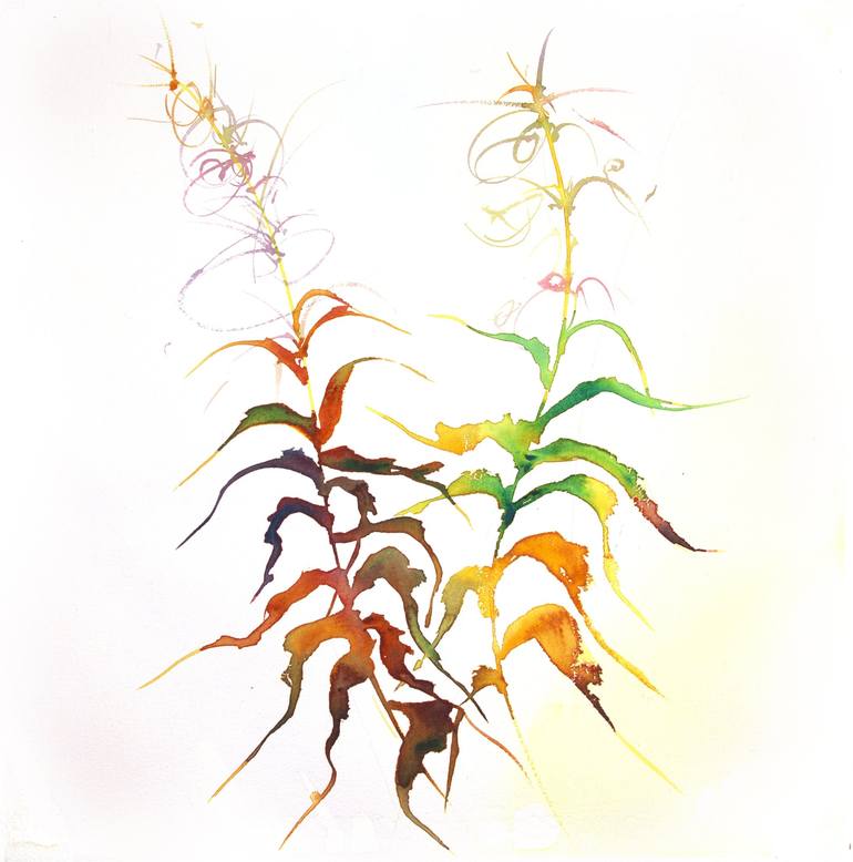 Autumn Willow Herb Painting by Adrian Homersham | Saatchi Art