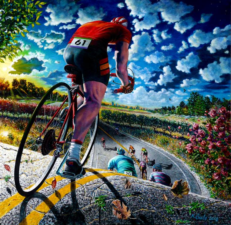 Chasing the Pack Painting by Karl Gude | Saatchi Art