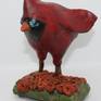 Mr Cardinal - paper mache clay bird sculpture Sculpture by Virginia ...