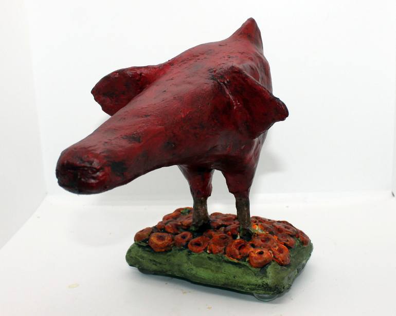 Mr Cardinal - paper mache clay bird sculpture Sculpture by Virginia ...