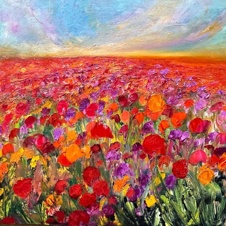 Poppy Field Painting by Maria-Victoria Checa | Saatchi Art