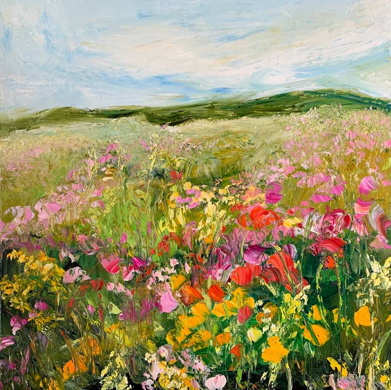 Wild Flowers Meadow Painting by Maria-Victoria Checa | Saatchi Art