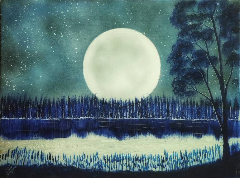 Full Moon Painting by Mahfuzur Rahman | Saatchi Art