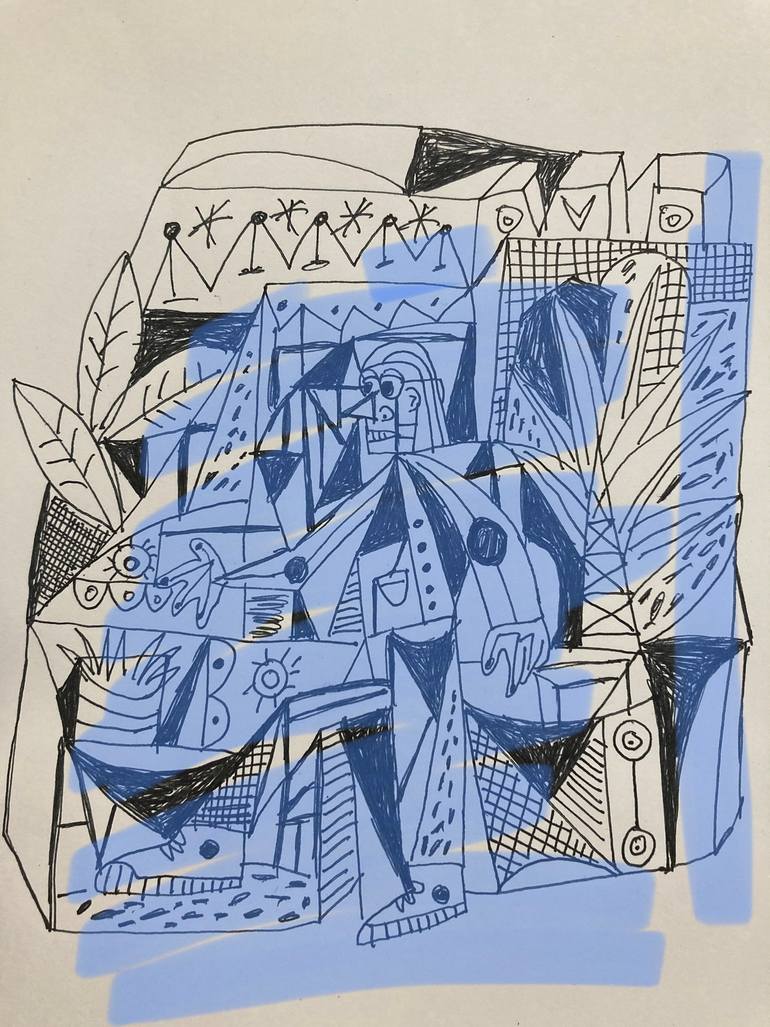 Cube Head 4 Drawing by Robert Langley | Saatchi Art