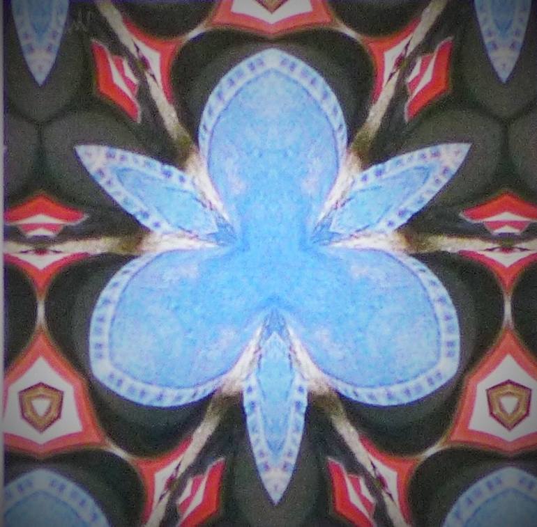 Blue Jeans Leather or American Flower, Variation I Mixed Media by Susan ...