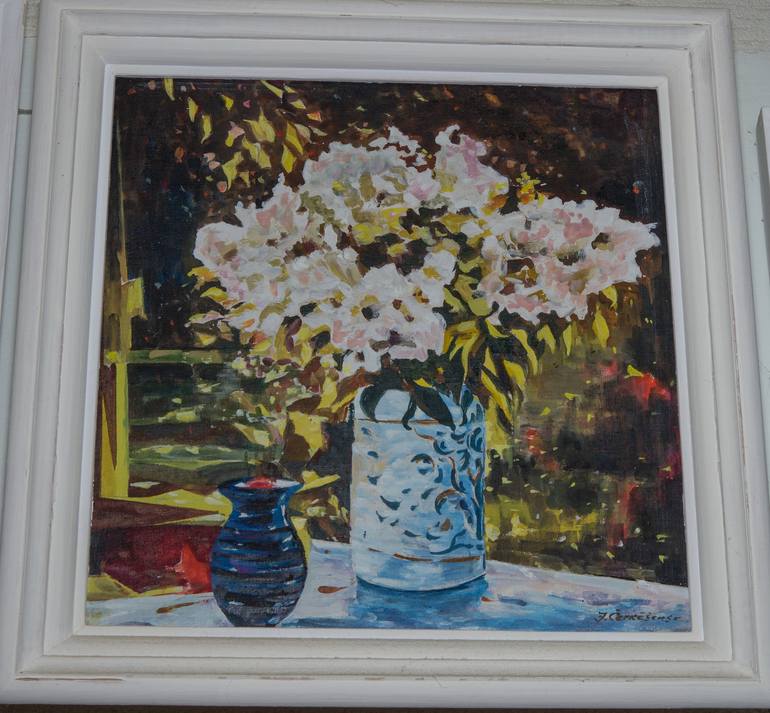 White flowers Painting by Janis Cerkasins | Saatchi Art