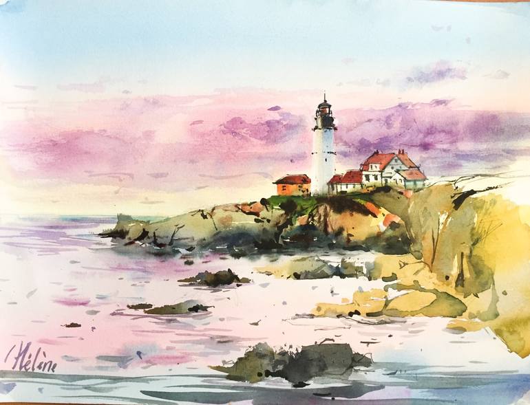 The Lighthouse Painting by Elena Manoli | Saatchi Art