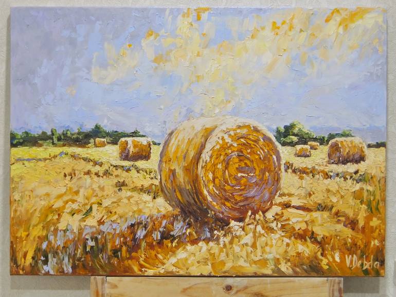 Hot time, haymaking, straw, hay Painting by Viktoria Debda | Saatchi Art