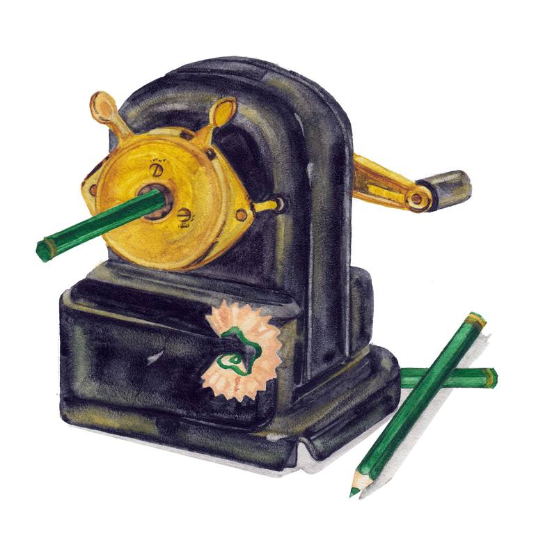 Vintage Pencil Sharpener Painting by Gina Cavicchio Maher | Saatchi Art