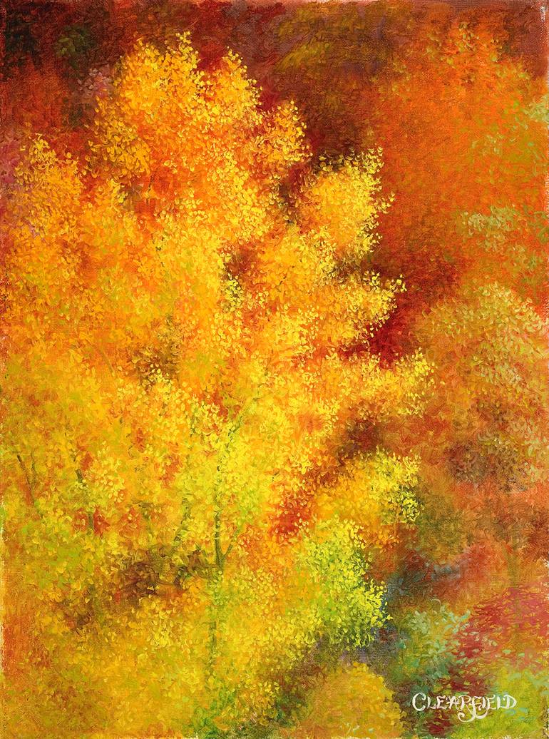 Golden Birches Painting by Rachel Clearfield | Saatchi Art