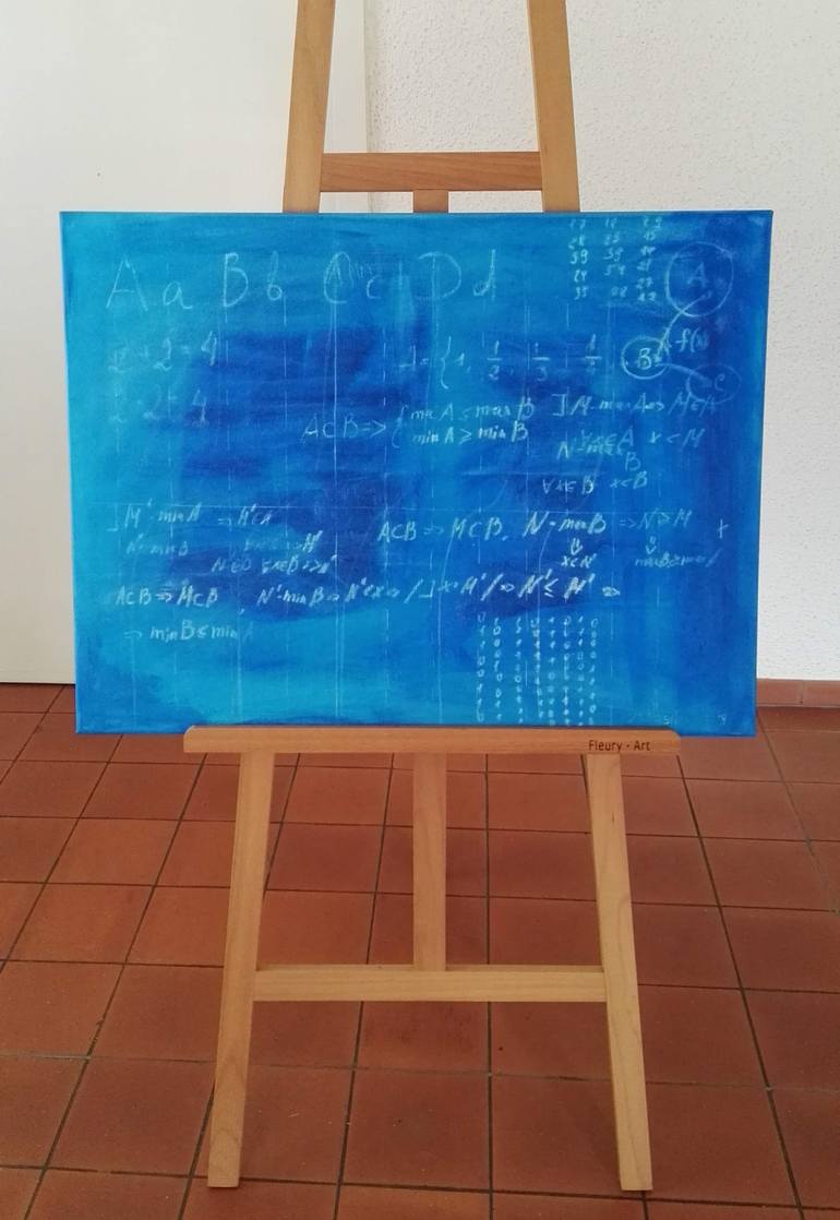 Blue school board with formulas Painting by Anastasia Vasilyeva ...